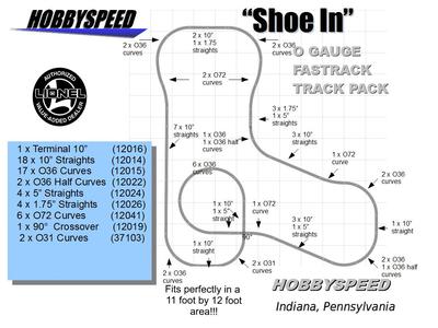 LIONEL FASTRACK "SHOE IN" TRACK PACK 11' x 12' O GAUGE TRAIN LAYOUT ...