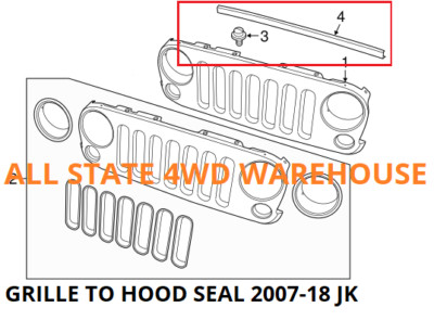 Hood to Grille Weatherstrip Seal Fits Jeep JK Wrangler 2007-2018 ...