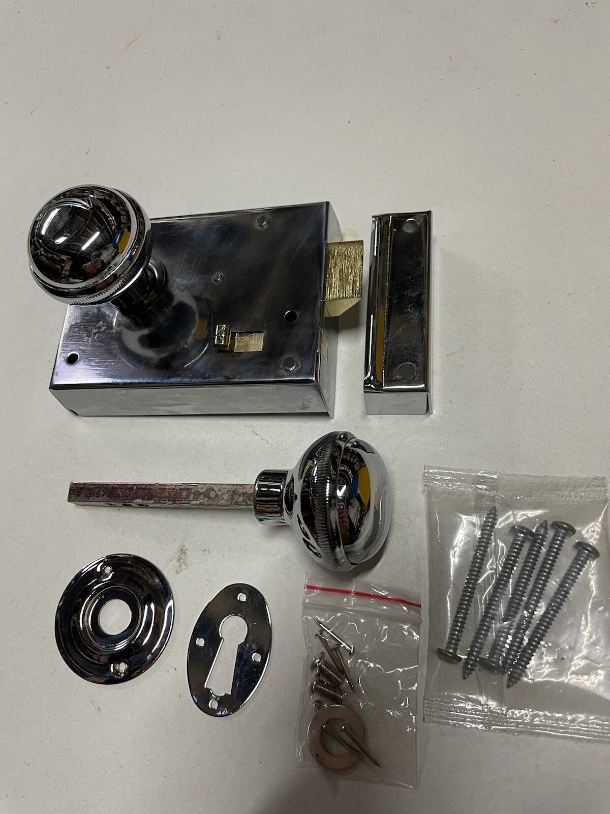 Locking Snib WC Rim Latch & Door Knob Set Brass Chrome Satin 102x75mm ...