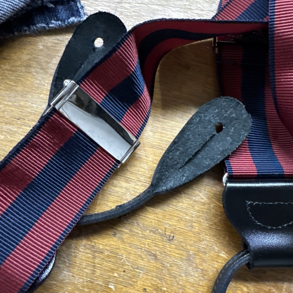 Brooks Brothers Maroon Suspenders Braces Leather | eBay