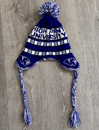 High Point University Hat Snow Stocking Cap Purple White Pom Ear Flaps ...