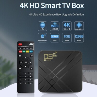 D9 PRO 4K Android TV Box, Dual-Band WiFi 2.4G/5G, 8GB RAM + 128GB ...