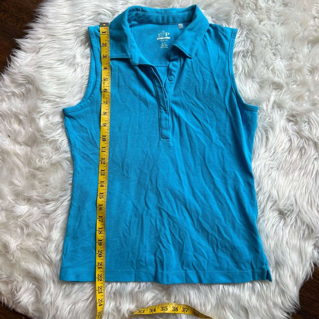 EP Pro Womens Golf Polo Shirt Solid Blue Sleeveless C… - Gem
