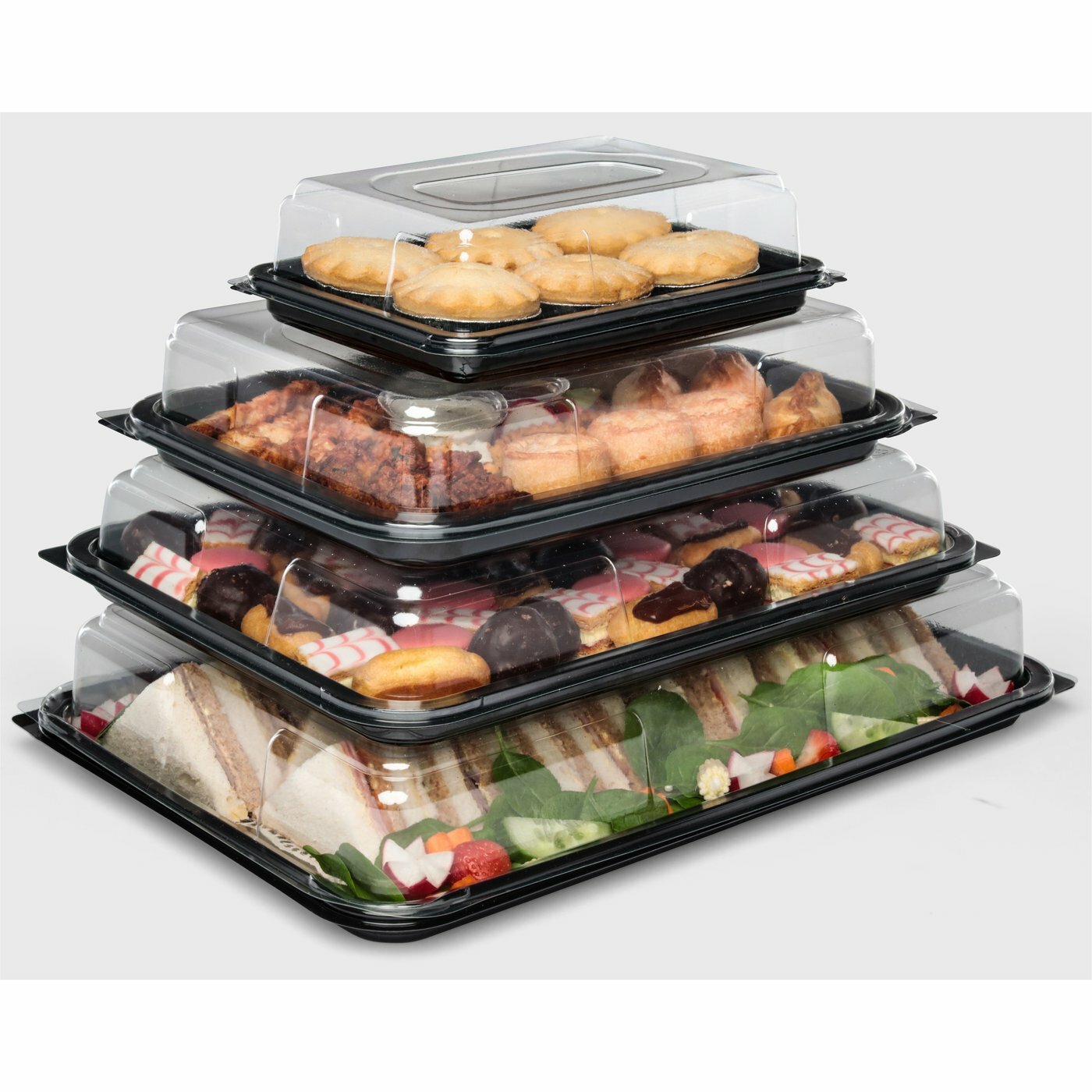 Reusable Plastic Sandwich Platters/Trays +Lids Party Wedding Food ...