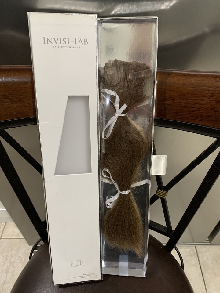 INVISI TAB Human Hair Extension 14te2 #2 DARK BROWN European NIB 40pc ...