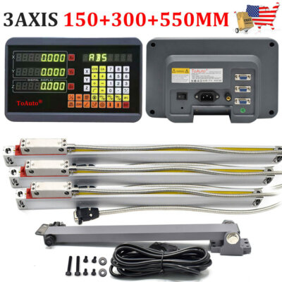 ToAuto 3 Axis Digital Readout +3pc Linear Scale 150*300*550mm DRO Kit ...