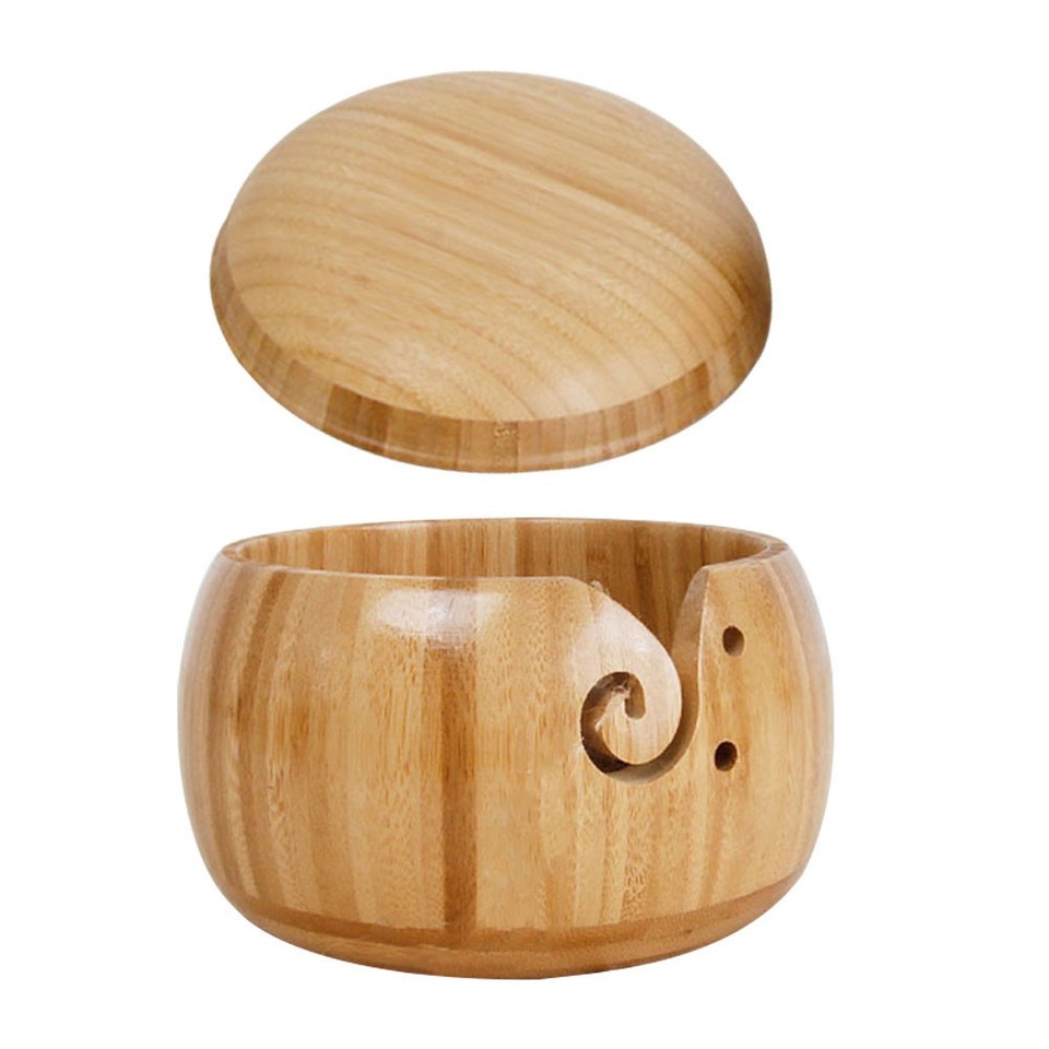 Yarn Storage Bowl Bamboo Crochet Wool Organizer Wool Storage Bowl with ...