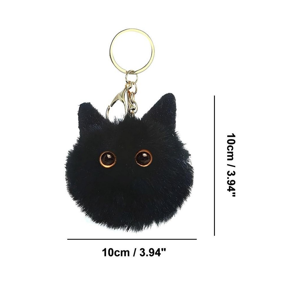 Cat Ball Mountain Black Coal Ball Cat Hand Made Plush Key Doll Chain ...