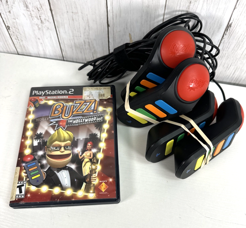 Buzz Hollywood Quiz Game With Buzzers Controllers PS2 Sony PlayStation ...