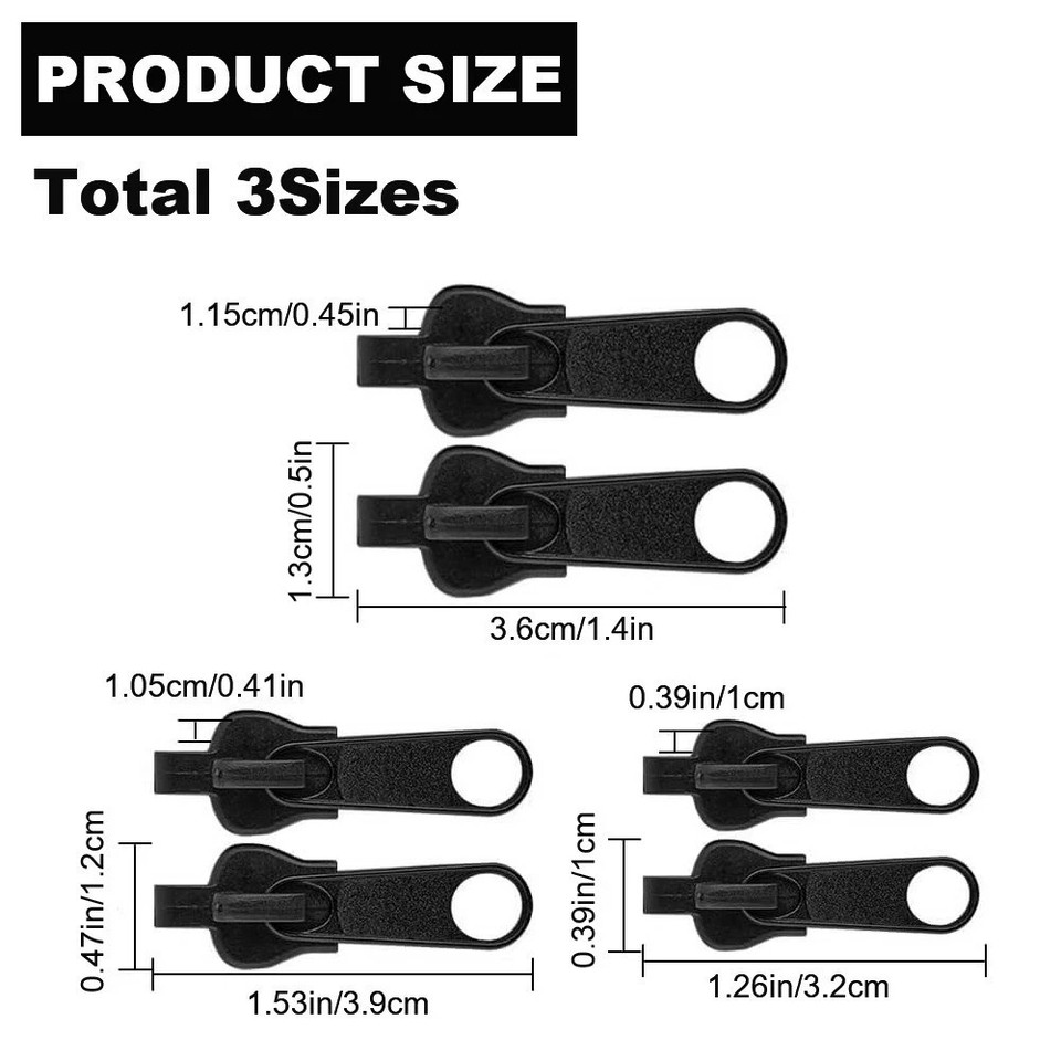 6 Pcs Universal Metal Zipper - Detachable Replacement Zipper Sliders ...