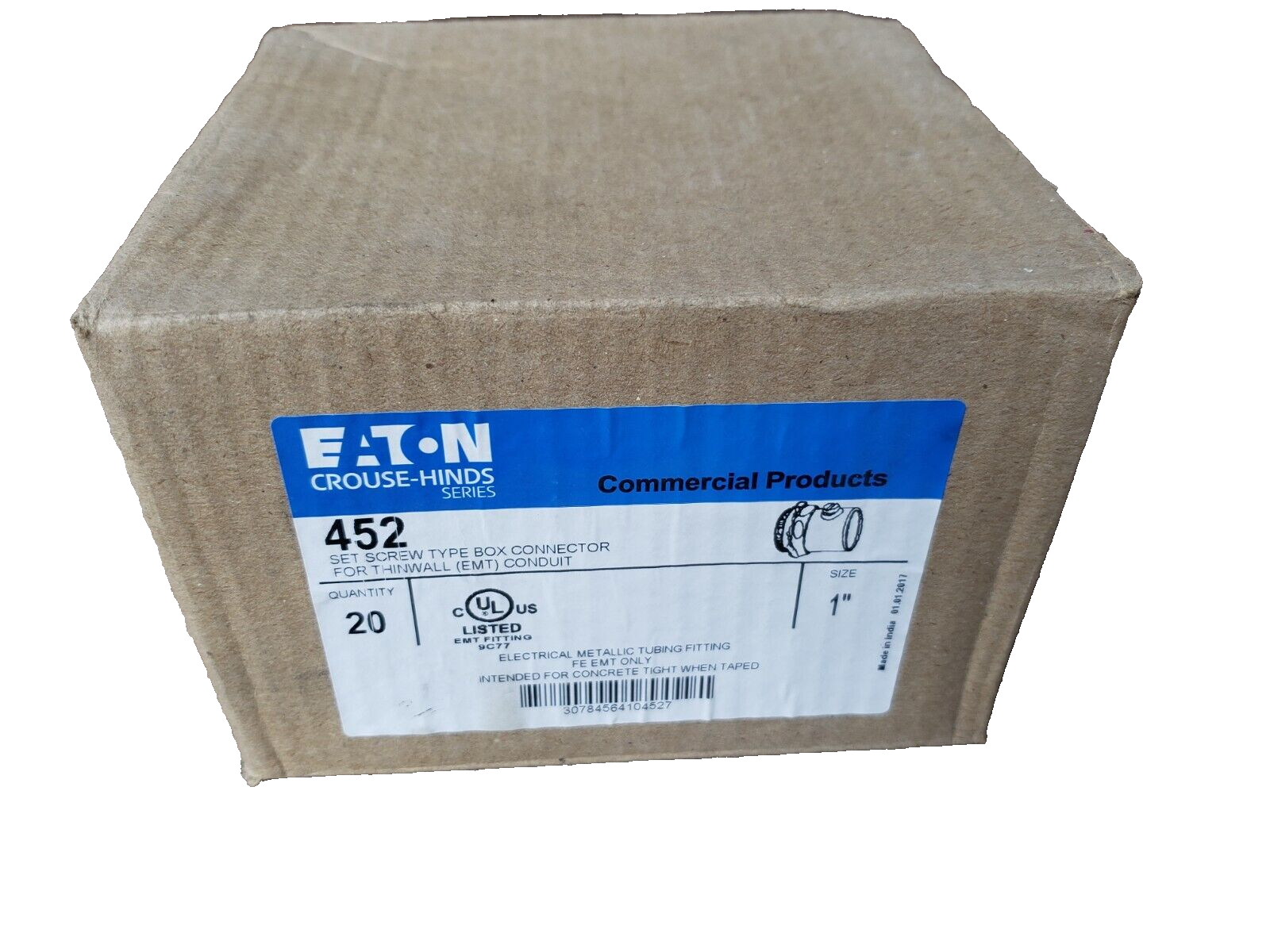 (QTY:20) Eaton 452 Set Screw Type Box Connector For Thinwall EMT ...