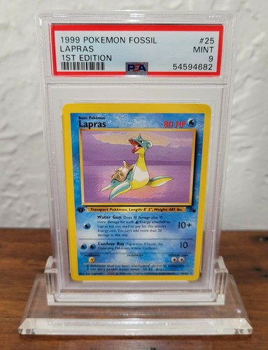 1999 Pokemon 1st Edition Fossil LAPRAS Non-holo Card #25/62 PSA 9 ...