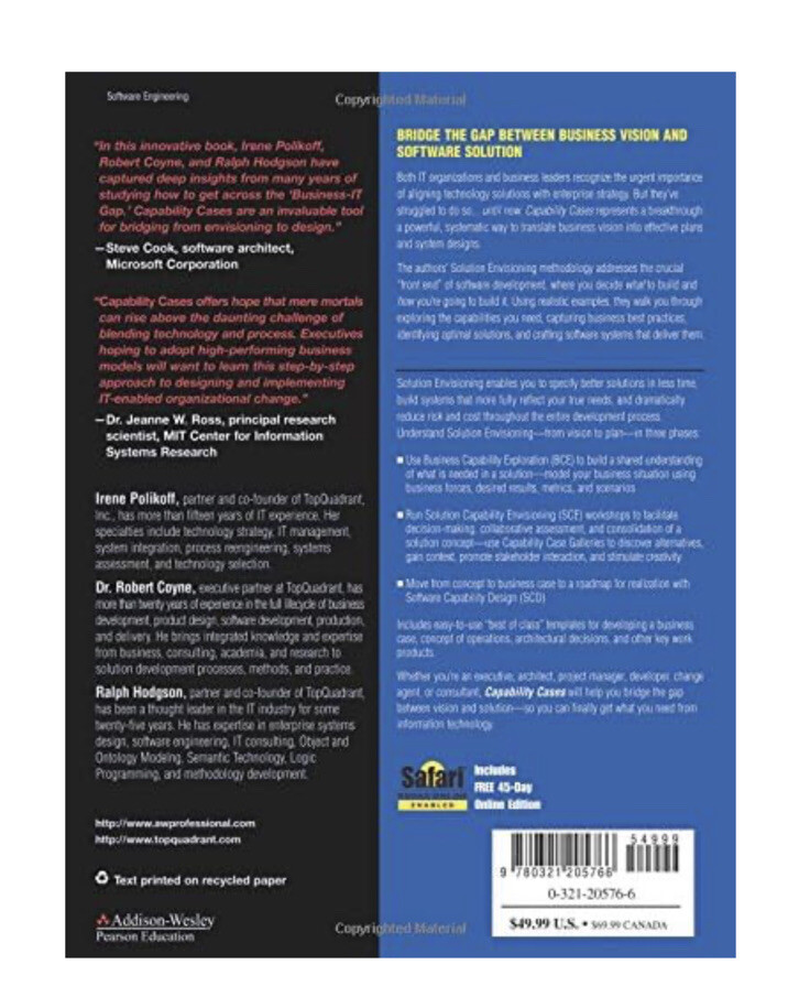 Capability Cases : A Solution Envisioning Approach by Dean Allemang ...