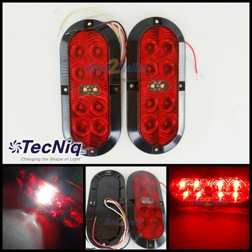 (2) 6" oval Hi Visibility Stop-Turn-Tail LED Lights w/ Reverse Surface ...
