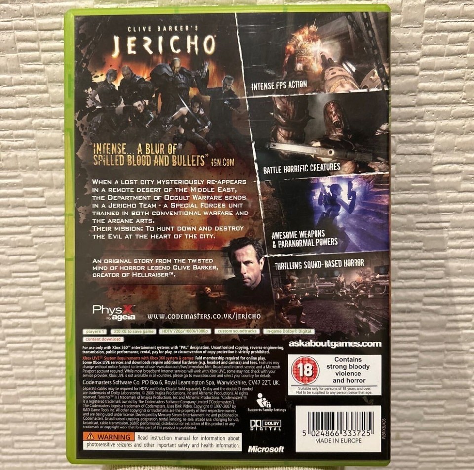 Clive Barker's Jericho - Microsoft Xbox 360 Import version UK New old stock 767649401673 | eBay