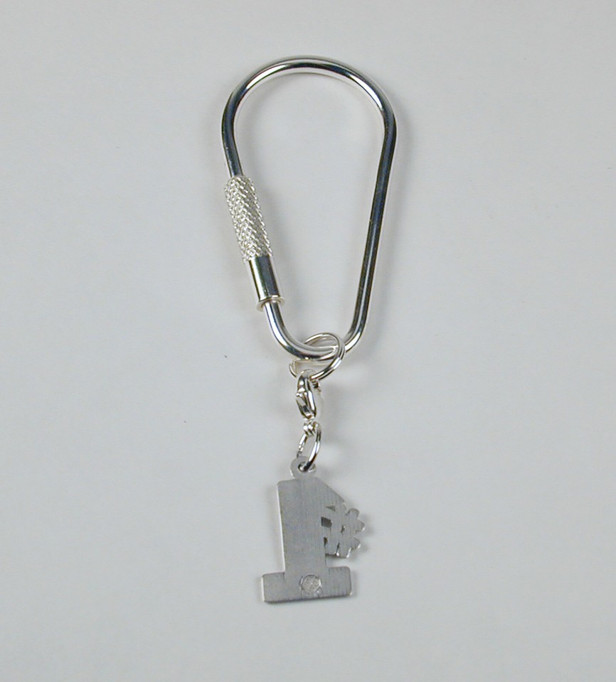 Sterling Silver Teardrop Shape Key Ring with Sterling Silver #1 Charm ...