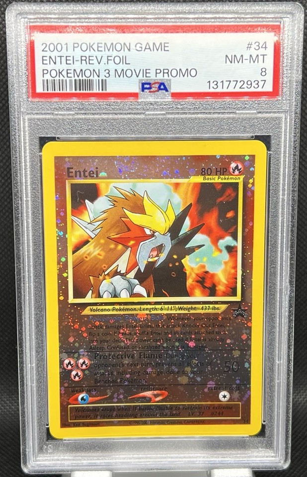 2001 Pokemon Movie Promo #34 Entei Reverse Holo Vintage Swirls WOTC PSA ...