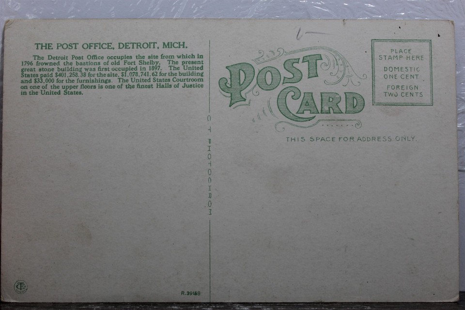 Michigan MI Detroit Post Office Postcard Old Vintage Card View Standard ...