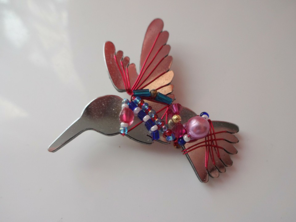 Vtg Liztech Liz Tech Humming Bird 02 Artisan Pin Brooch Signed W Small ...