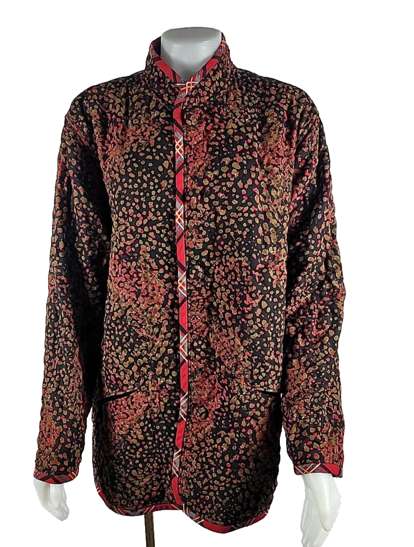 Koos Of Course! Silk/Polyester Blend Reversible Black Red Multi Jacket ...