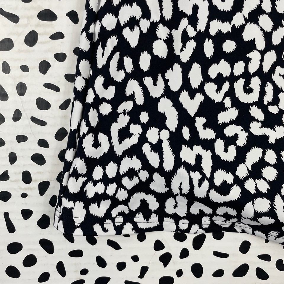 Lands End Black Snow Leopard Square Neck Tankini Control SWIM TOP REG 2 ...