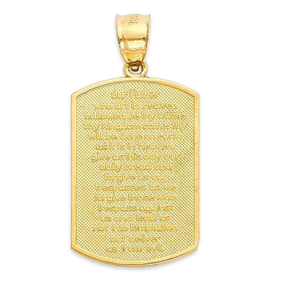 Solid Gold Cross Medallion with Our Father Prayer written - 10k or 14k ...