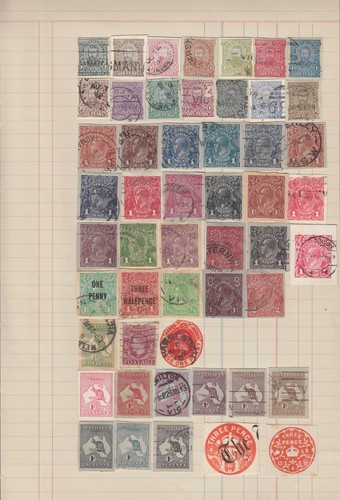 Australia Early Postal Stationery Cutouts 3 Old Album Pages KE KGV Roos ...