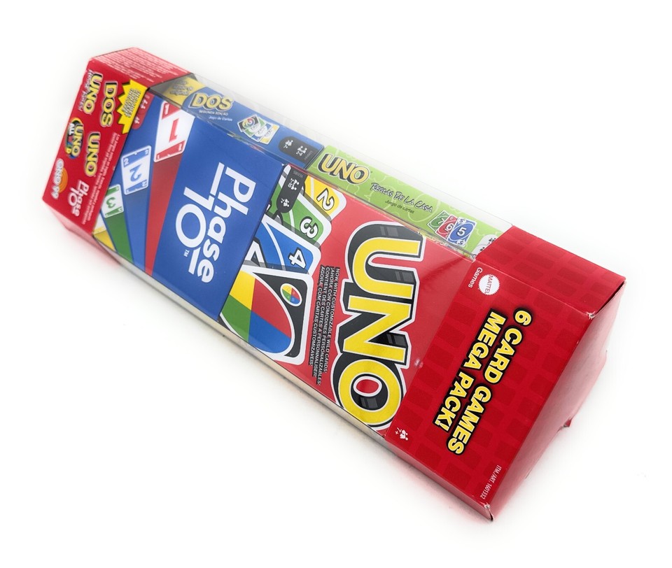 NEW Mattel UNO Mega Pack Ono 99, DOS, Phase 10, UNO All Wild, 6 Card ...