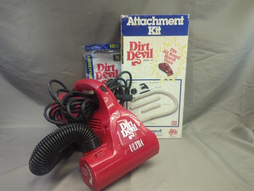 Vintage Dirt Devil 103 Hand Vacuum W/ Attachments & Box, Bags Tested | eBay