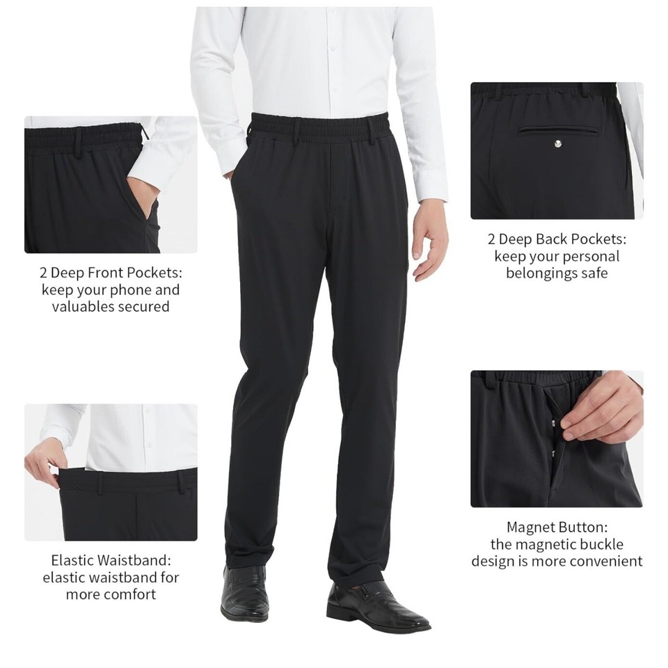 LETAOTAO Mens Elastic Waist Pants for Seniors High Stretch Expandable ...