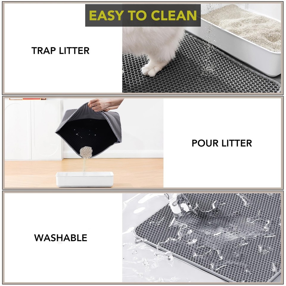 XL Cat Litter Mat, Large Kitty Litter Box Trapping Mat, 45x30 ...