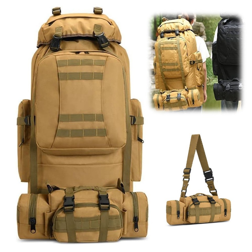 100L Backpack Heavy Duty Hiking Camping Rucksack Large Outdoor ...
