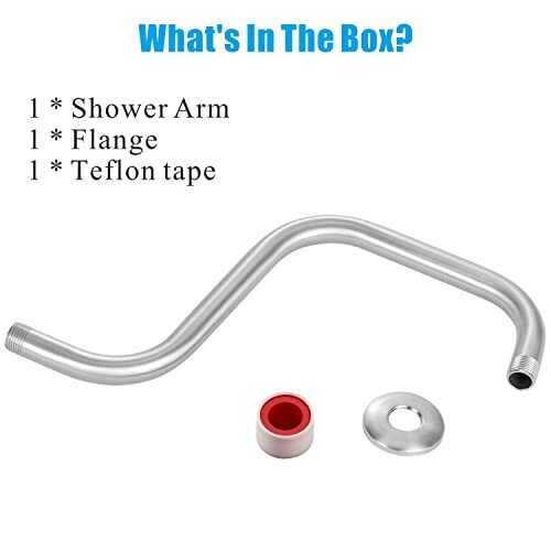 13 Inch Shower Extension Arm with Flange, S Shaped Rain Shower head ...
