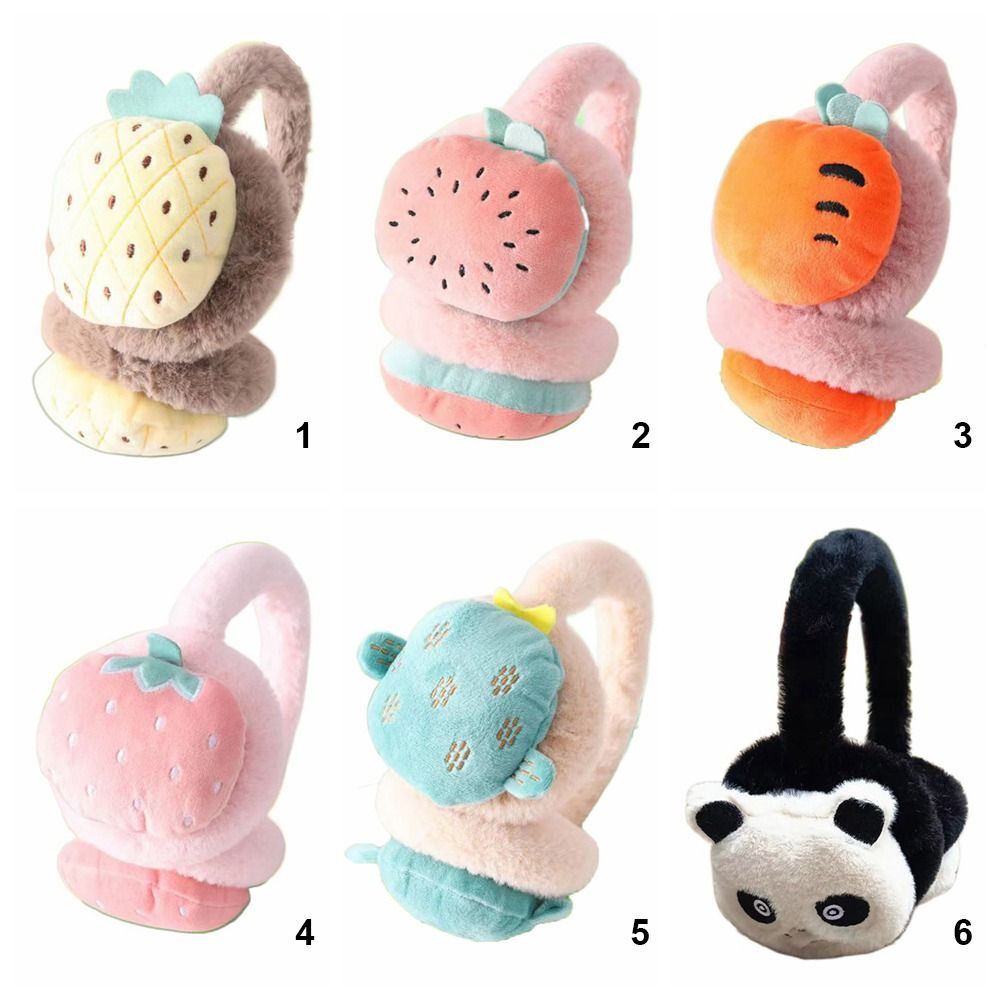 Multicolor Kids Ear Muffs Unisex Cartoon Fruit Ear Muff Panda Earmuffs ...