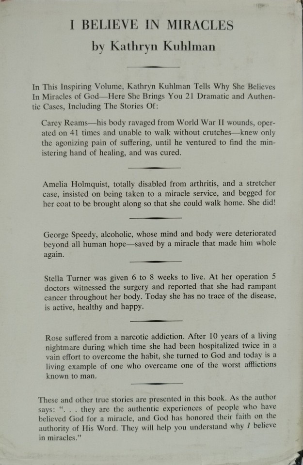 I Believe in Miracles by Kathryn Kuhlman (Hardcover Book) | eBay