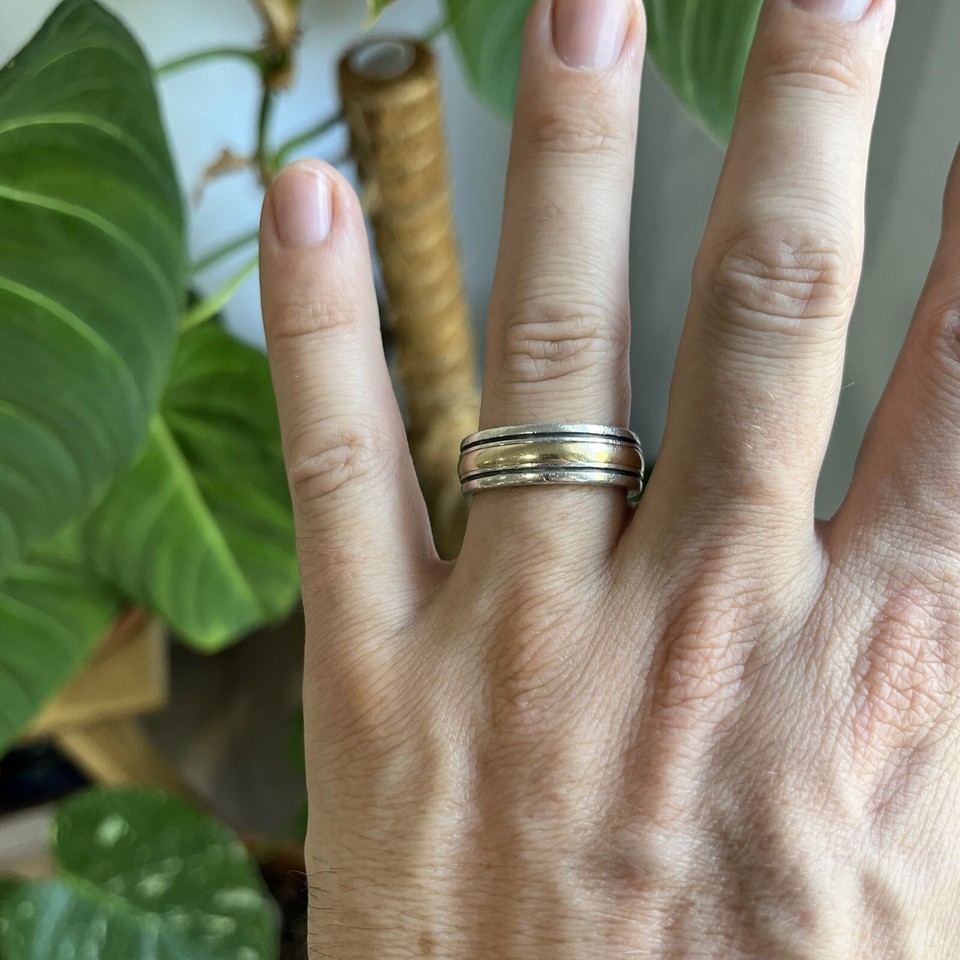 James Avery Sterling Silver & 14K Gold SIMPLICITY WEDDING BAND RING ...