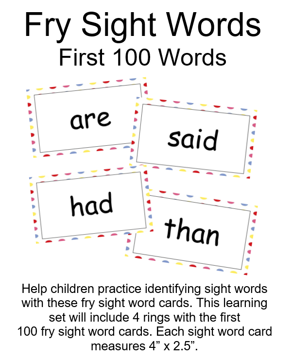 4 Educational Literacy Resource Fry Words Flash Card Rings First 100 ...