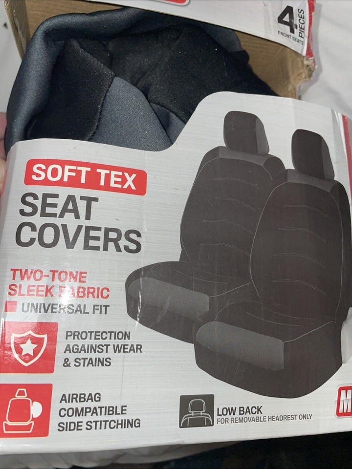 Motor Trend Soft tex seat covers two-tone sleek fabric | eBay