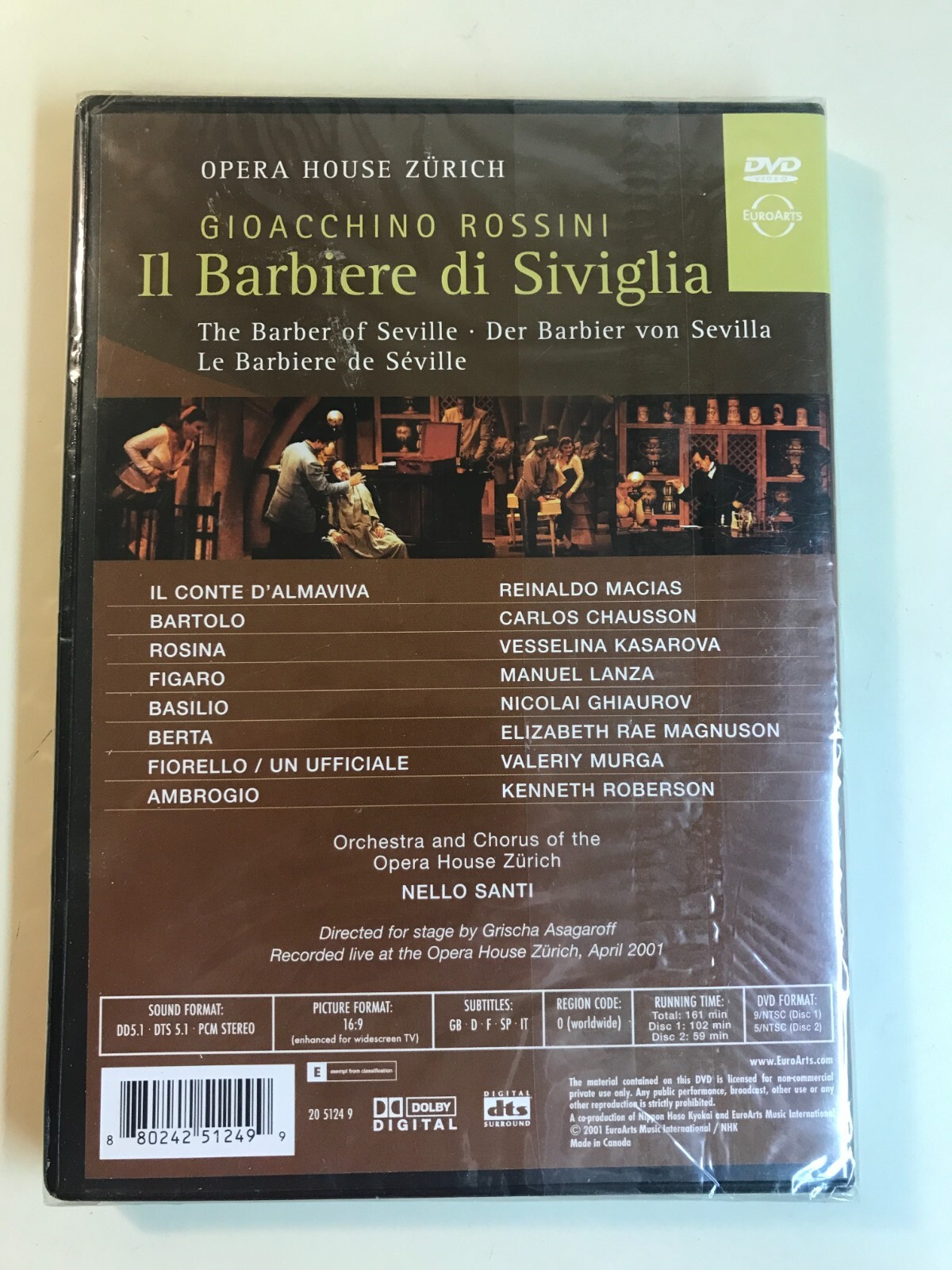 Barber of Seville Gioacchino Rossini 2-Disc DVD Opera House Zurich ...