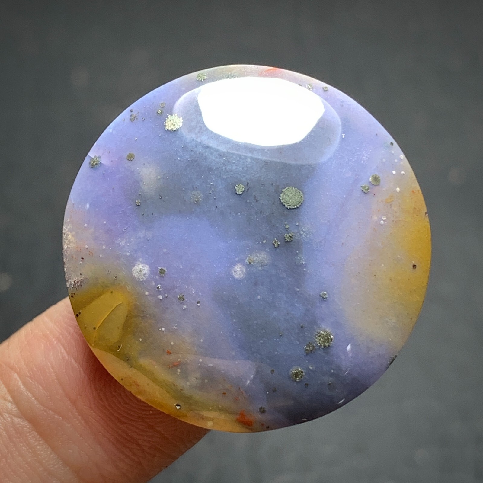 Violet Orbicular Marcasite Agate Cabochon 26.5x26.5x5.5mm Round Shaped ...