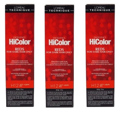 BL Loreal Excel Hicolor H12 Tube Deep Auburn Red 1.74oz X 3 Packs | eBay