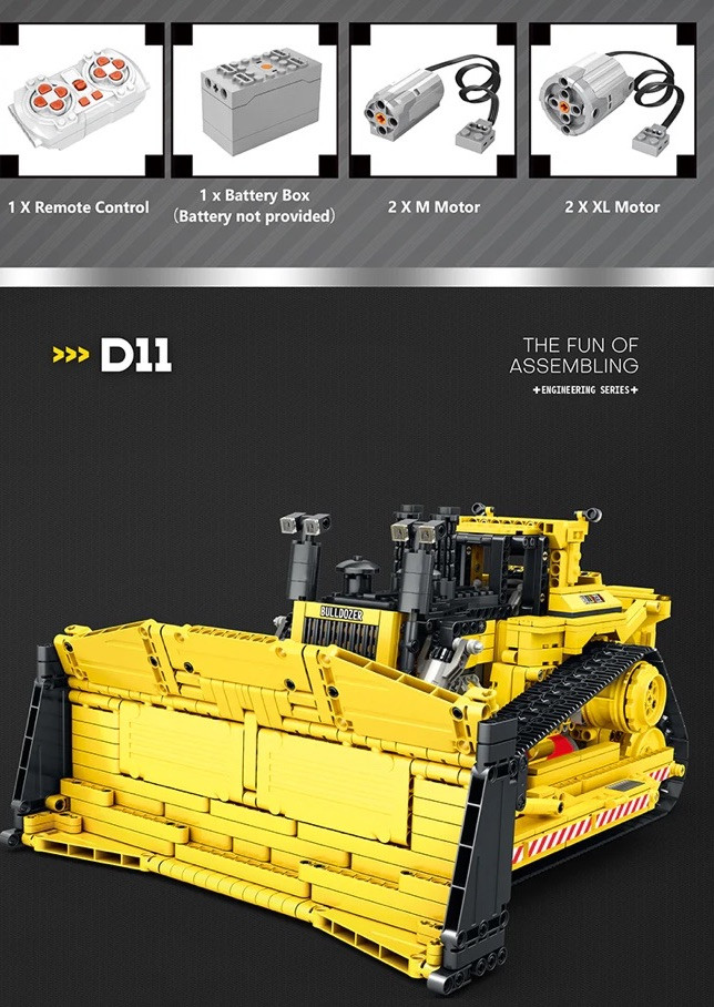 D11 Bulldozer Building Blocks Bricks Remote Control 1836PCS NEW IN BOX ...