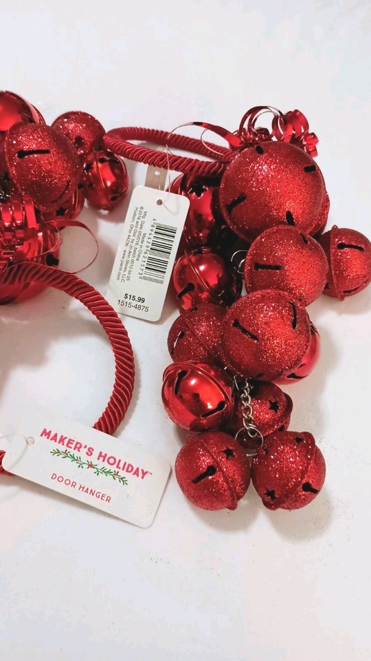 Red DOOR Bells Grape Cluster Ornament Jingle Bells Hangable SET Of 2 ...