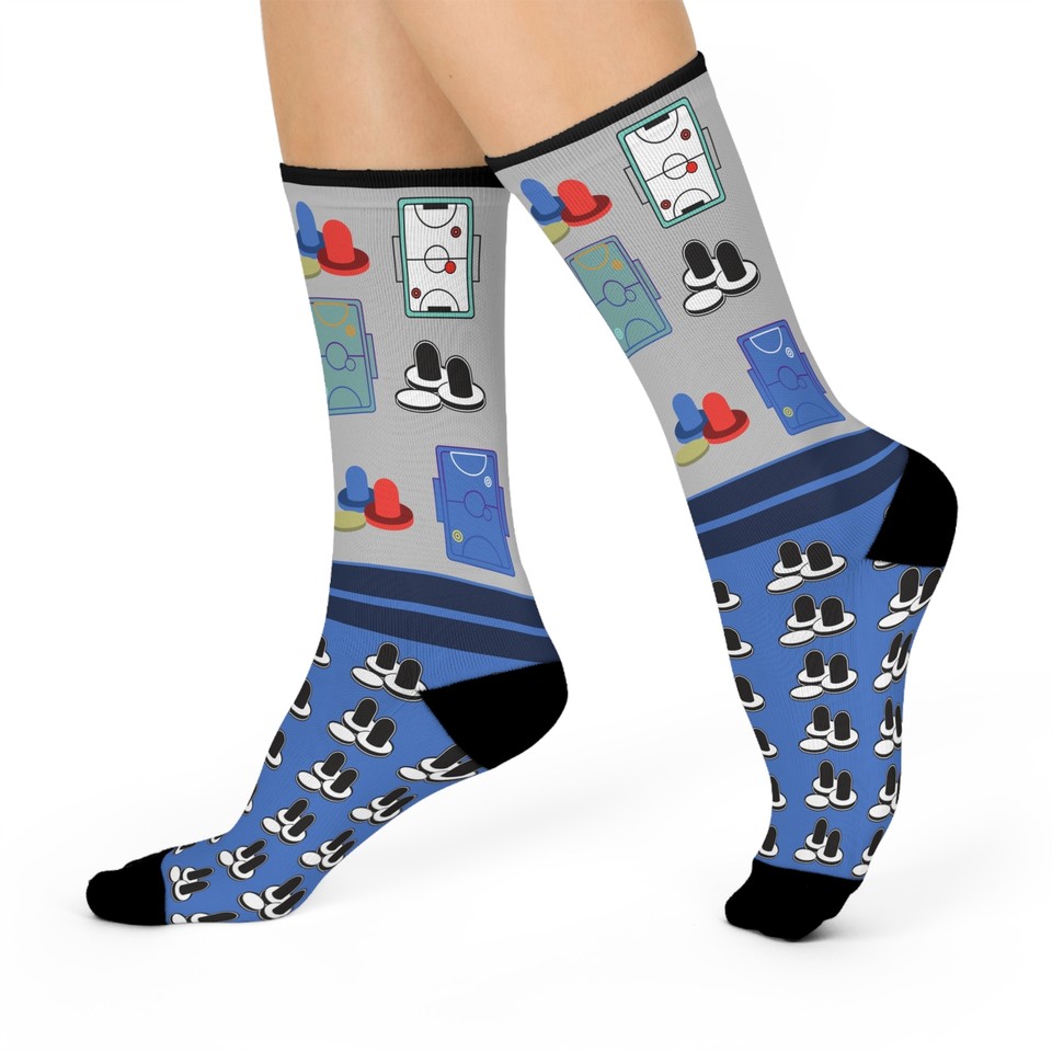 Air Hockey Socks Pucks Goals Unisex Mid Calf Crew Stretchy Colorful ...