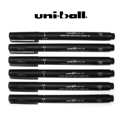 Uni Pin Drawing Pen Fineliner Ultra Fine Line Marker in Black, Blue and ...