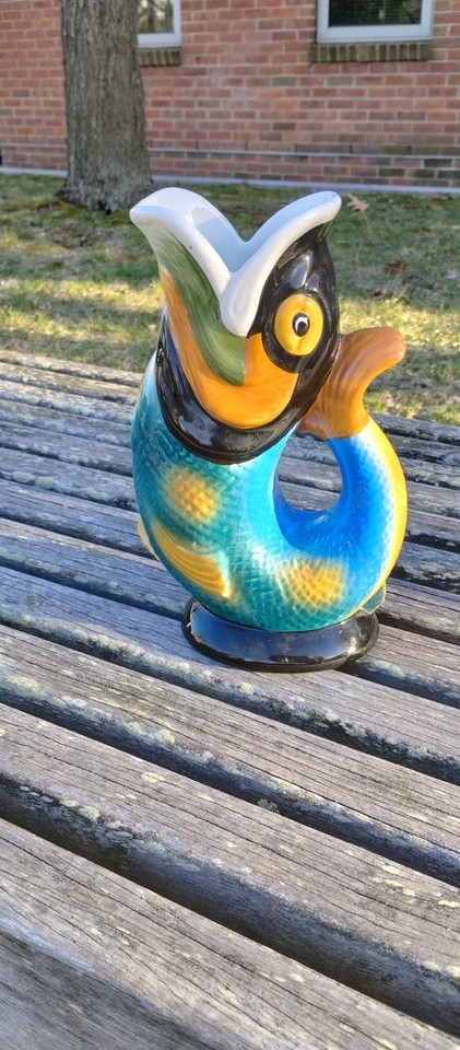 Vintage Gurgle Fish Pitcher – Colorful Ceramic Glug Jug – Mid Century ...