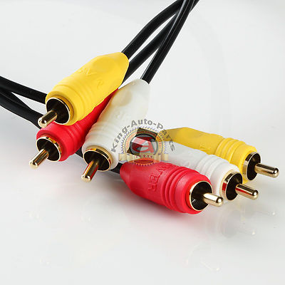 6FT 3RCA AV A/V Audio Video Gold Plated Male Cable Colored Composite ...