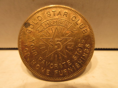 Gold Star Club Member $5 Coin Token Home Furnishing Store | eBay