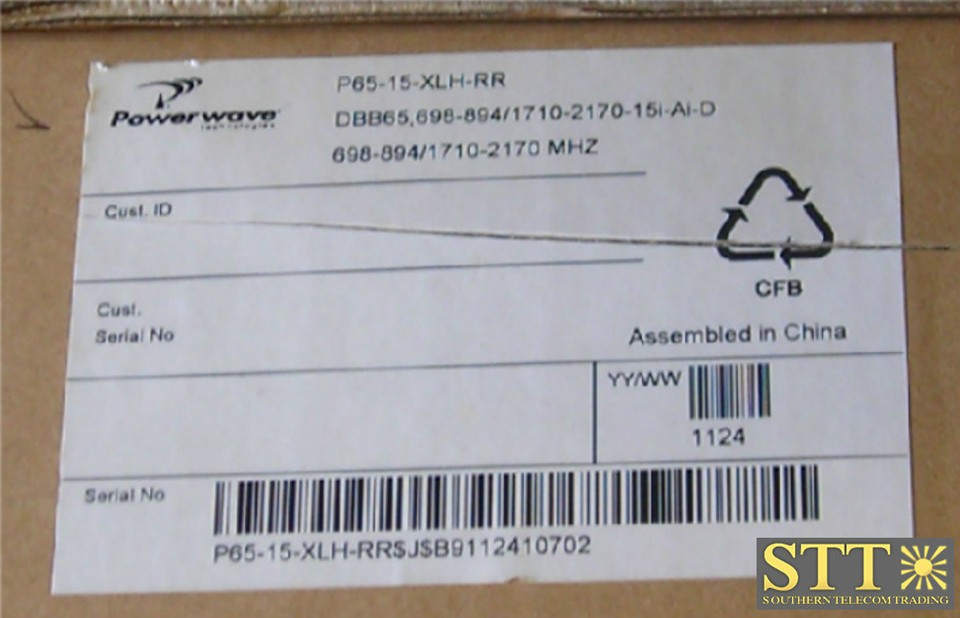 P65-15-XLH-RR POWERWAVE DUAL BROADBAND ANTENNA 698-894,1710-2170 MHZ ...