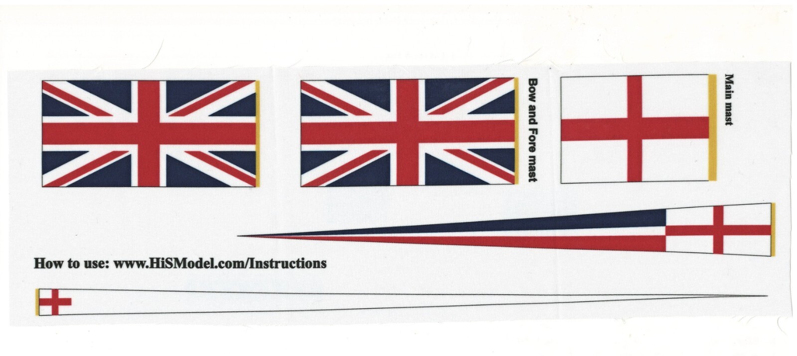 Heller HMS Victory 1:100 - set of flags and Draft scales for model ...